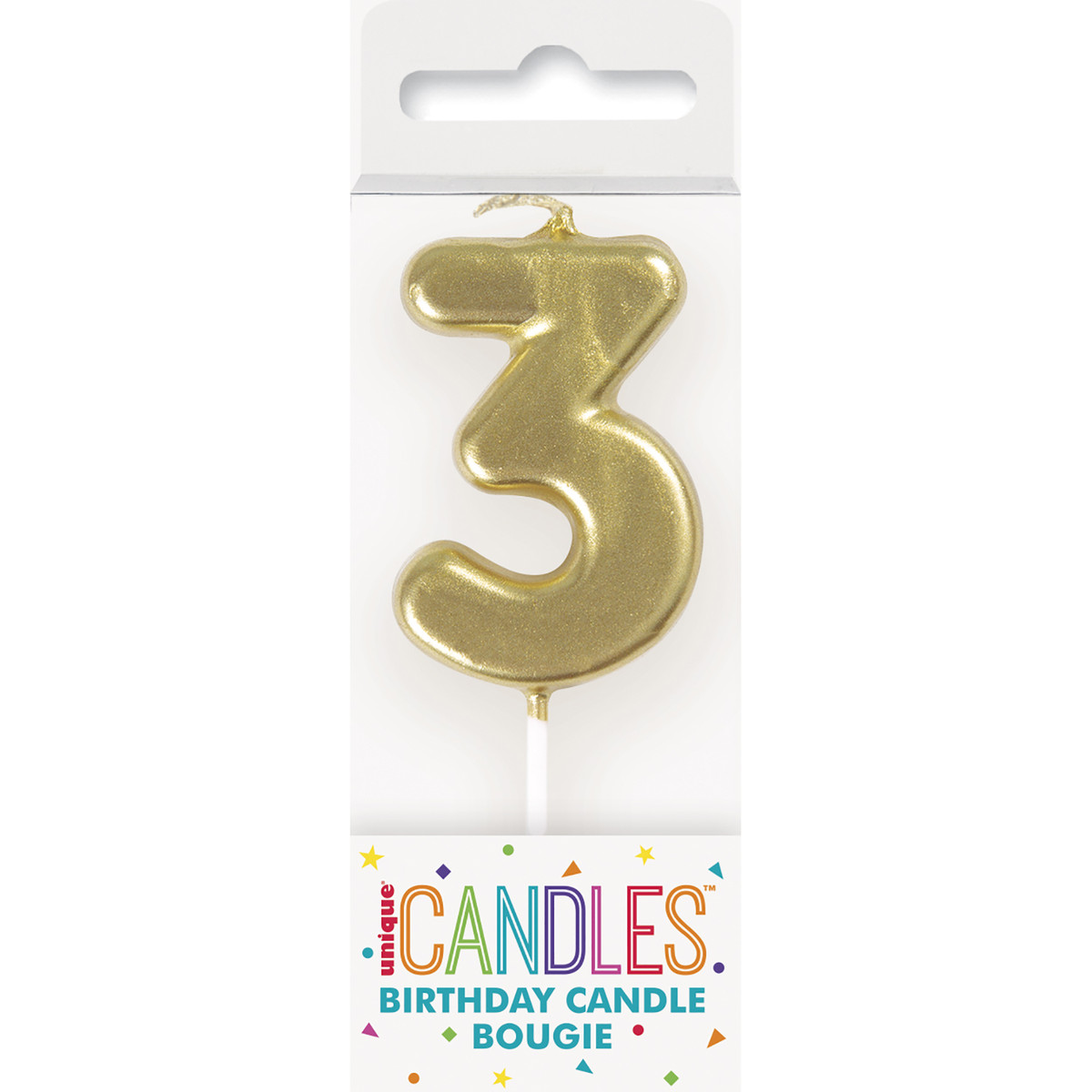 Mini Gold Candle – Number 3-